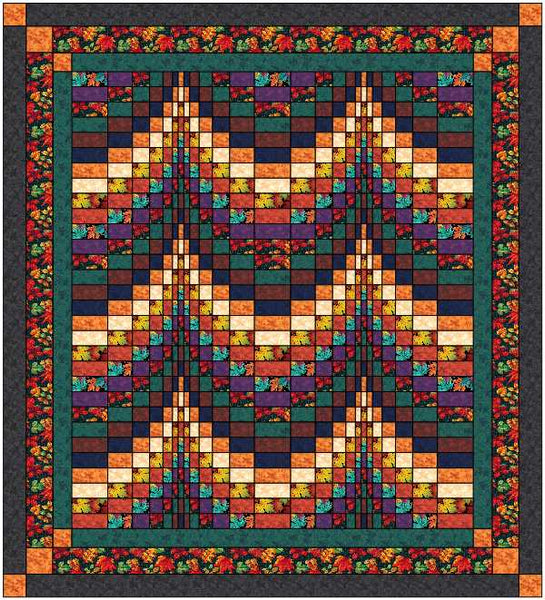 Quilt Kit Autumn Leaves Bargello with Autumn strips Fabric/Strip Barge ...
