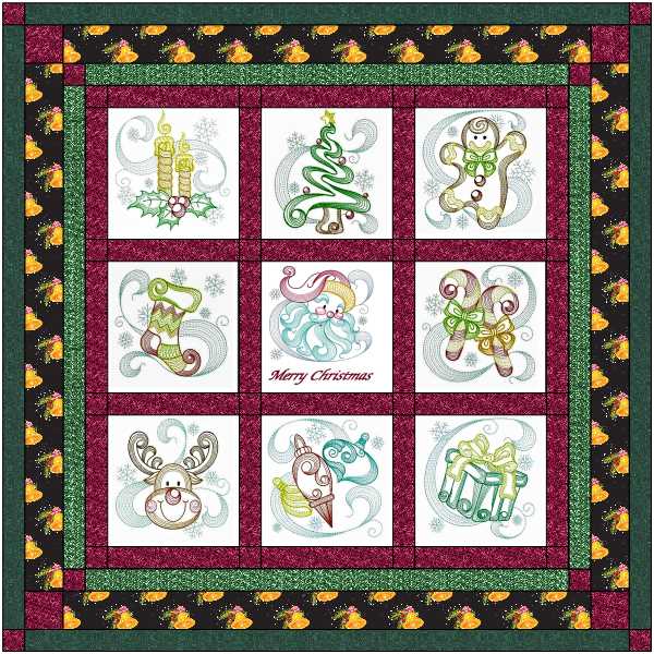 Quilt Kit Christmas Magic/Ready2Sew/w Finished Embroidery Blocks ...